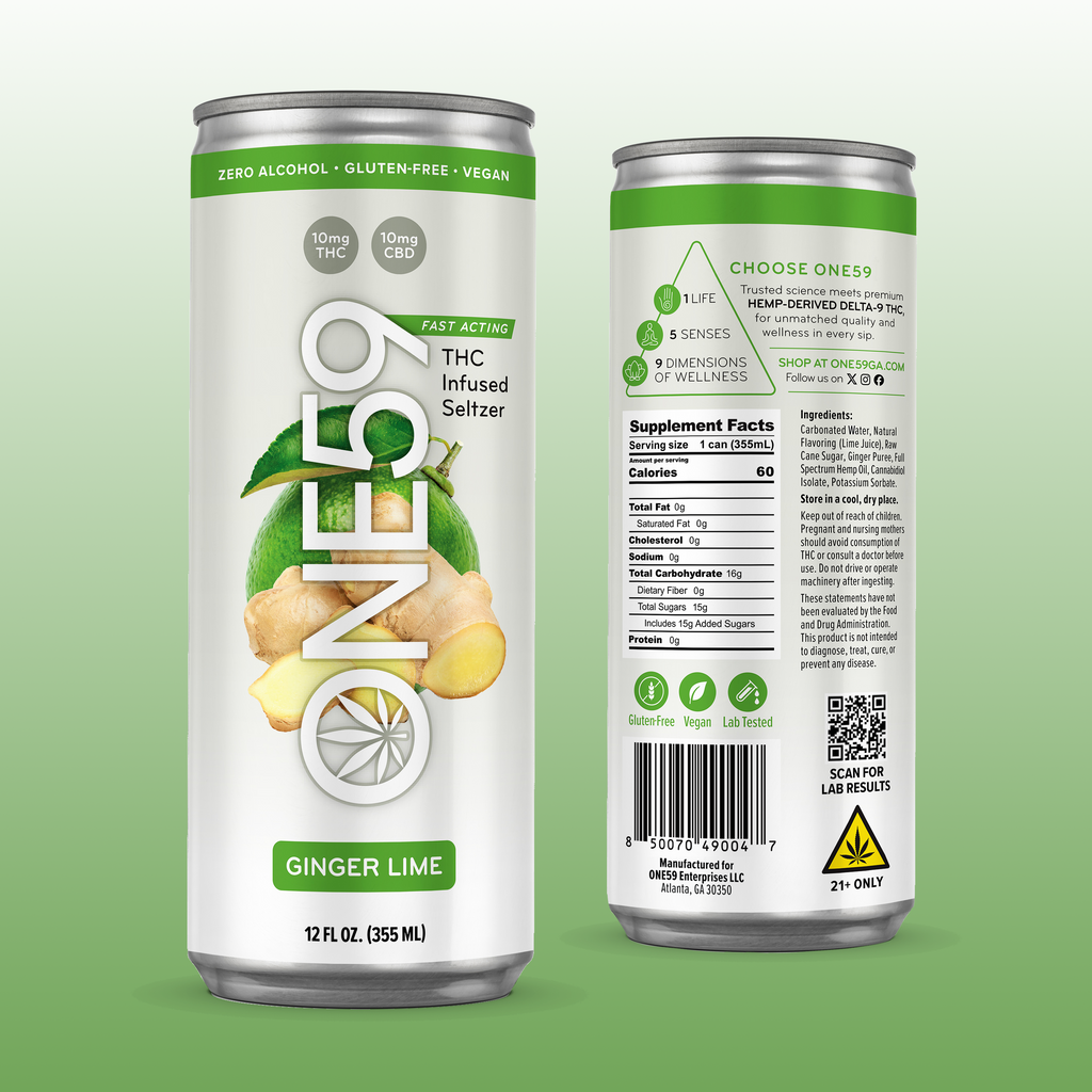 Ginger Lime THC Infused Seltzer - 12oz – ONE59